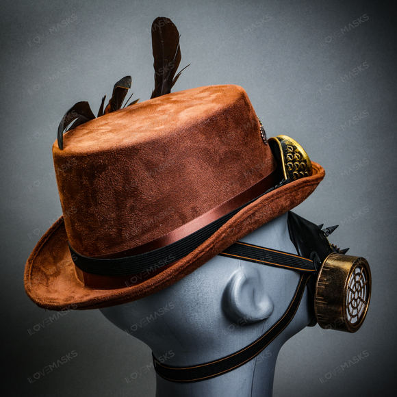 ILOVEMASKS | Accessories | Brown Steampunk Victorian Feather Goggle Top ...